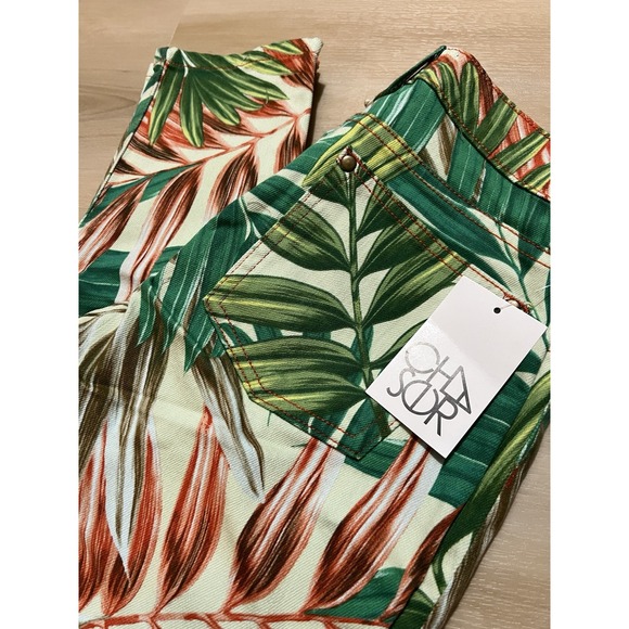 Chaser | Jeans | Nwt Chaser Womens Green Pink Tropical Skinny Jeans ...